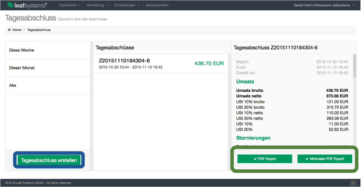 Tagesabschluss – leafsystems - Support & Training